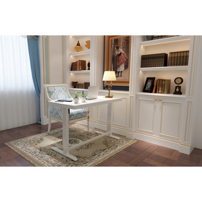 Dellonda White Electric Adjustable Standing Desk with USB & Drawer ...