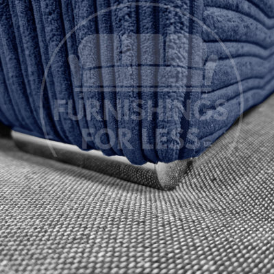 Delta Large Blue 4 Seater Corner Sofa Left Hand Facing Jumbo Cord L Shape