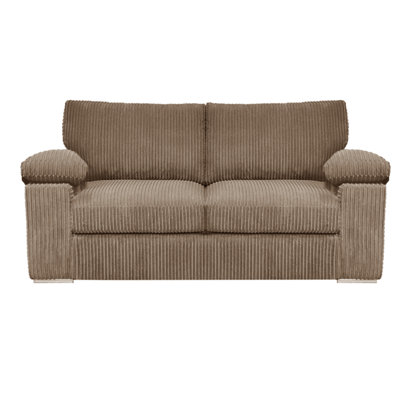 Delta Large Fabric 2 Seater sofa Padded Arms Jumbo Cord Coffee