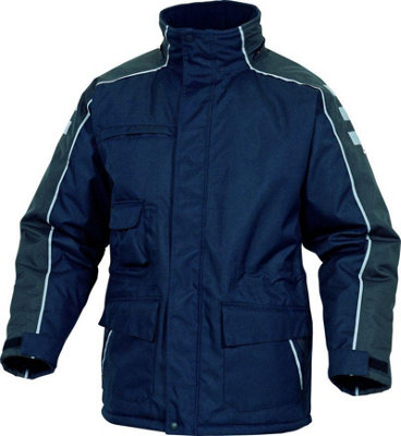 Delta Plus Nordland navy blue quilted cold-store jacket with removable hood