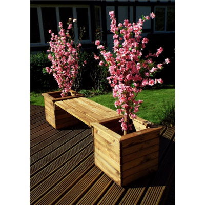 Deluxe 2 Planter Bench With 1 x Green Bench Cushion
