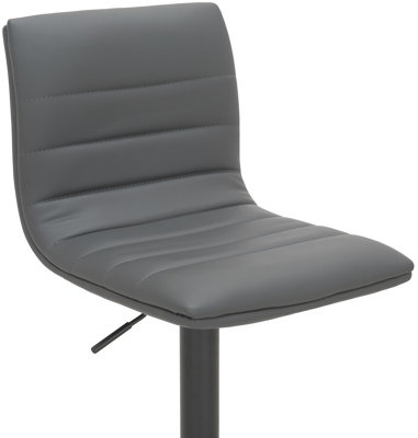 Deluxe Aldo Bar Stool - Charcoal Grey, Matt Black Frame, Adjustable Height