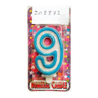 Deluxe Number 9th Birthday Candle Sky Blue (One Size)