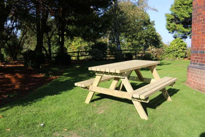 Deluxe Picnic Table, Wooden Garden Furniture - L180 x W150 x H90 cm ...