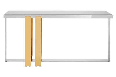 Demas Console Table, Gold, Metal, Glass