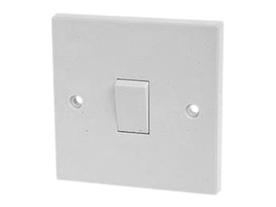 Dencon 1-Gang 10A Light Switch - Durable White Plastic for Home Lighting