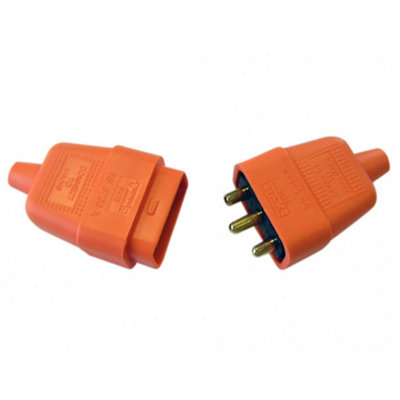 Dencon Rubber Connector Plug Multi Colour (3 Pin, 10A, Orange)