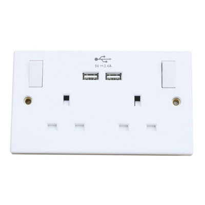 Dencon Switched Socket 2-gang + 2 Usb Ports 13a Multi Colour (One Size)