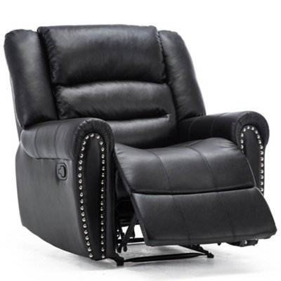 Denver Bonded Leather Recliner Armchair W Stud Sofa Home Lounge Chair ...