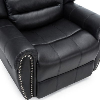 Denver Bonded Leather Recliner Armchair W Stud Sofa Home Lounge Chair ...