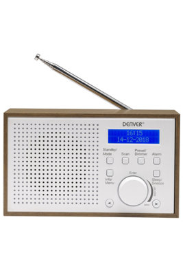 Denver DAB-46 White Portable DAB+ Digital and FM Radio with Dual Alarm ...
