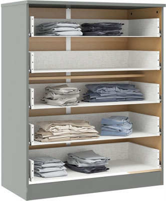 Denver Grey Gloss 5 Drawer Chest of Drawers Bedroom Furniture Storage