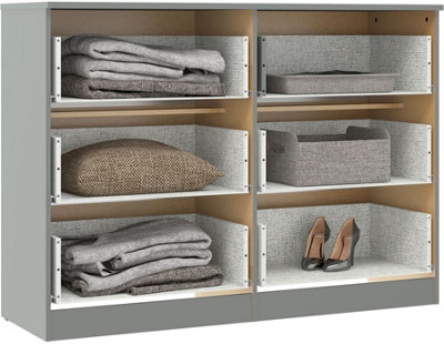Denver Grey Gloss 6 Drawer Chest of Drawers Modern Bedroom Furniture ...