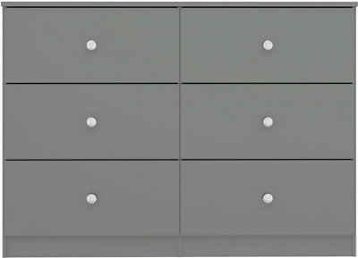 Denver Grey Gloss 6 Drawer Chest of Drawers Modern Bedroom Furniture ...