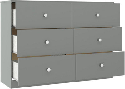 Denver Grey Gloss 6 Drawer Chest of Drawers Modern Bedroom Furniture ...