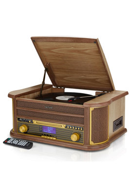 Denver MRD-51BT Light Wood Vintage Bluetooth Wooden Record Player with ...