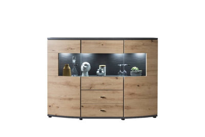Dera 81 Sideboard Display Cabinet - Oak Artisan & Graphite Grey ...