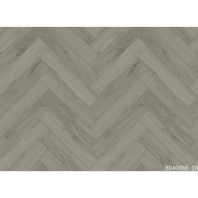 Derry 715 Light Grey Herringbone Effect 2.5mm Matte Glue-Down Luxury ...