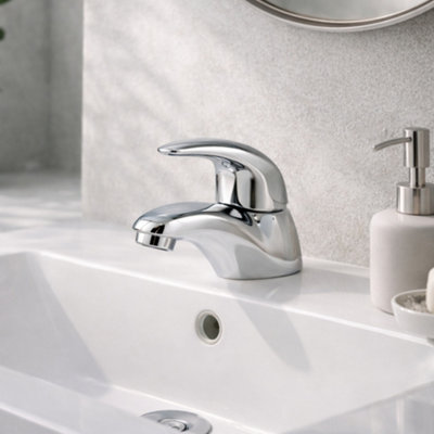 Derwen Basin Tap Pair Chrome Lever Handles - Modern Design - Durable ...
