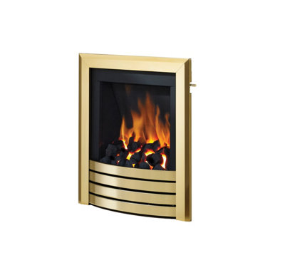 Design Brass Slimline Radiant Gas Fire with Slide Control