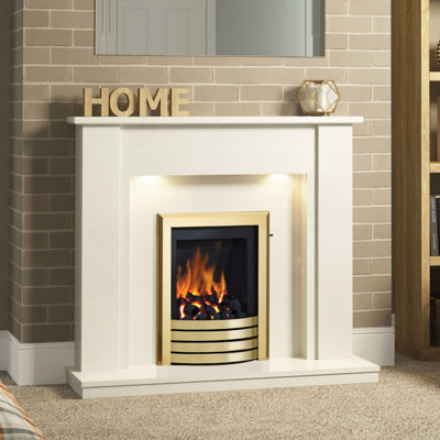 Design Brass Slimline Radiant Gas Fire with Slide Control