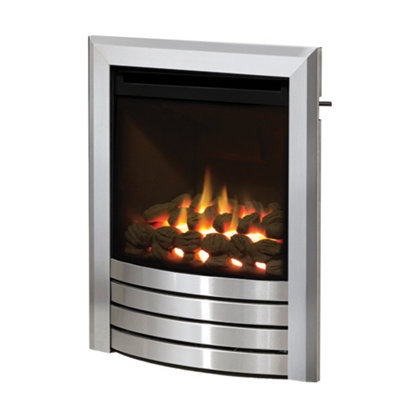 Design Brushed Steel Balanced Flue Gas Fire with Slide Control