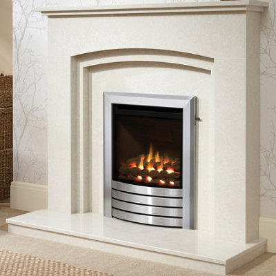 Design Brushed Steel Balanced Flue Gas Fire with Slide Control