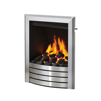 Design Brushed Steel Deepline Radiant Gas Fire with Slide Control
