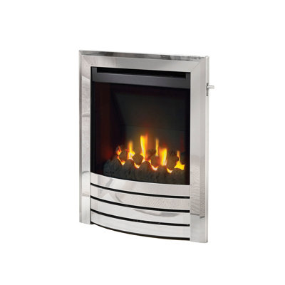 Design Brushed Steel High Efficiency Mid Depth Gas Fire with Slide Control