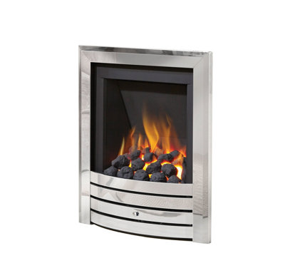 Design Chrome Slimline Radiant Gas Fire with Manual Control