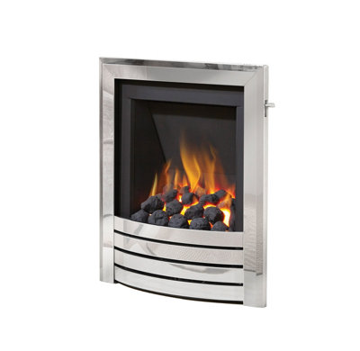 Design Chrome Slimline Radiant Gas Fire with Slide Control