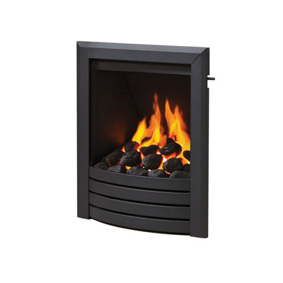 Design Matt Black Deepline Radiant Gas Fire with Slide Control