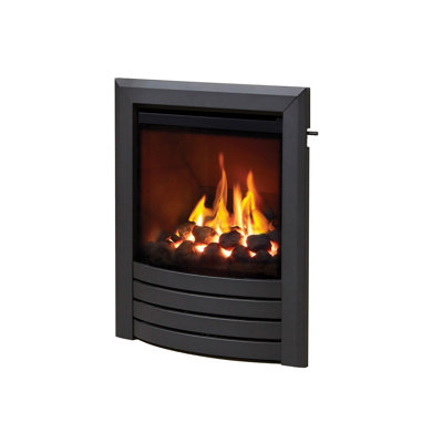 Design Matt Black High Efficiency Deepline Gas Fire with Slide Control