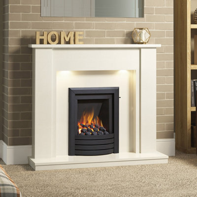 Design Matt Black Slimline Radiant Gas Fire with Slide Control