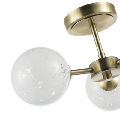 Designer Antique Brass Ceiling Light with White Confetti Snowflake ...
