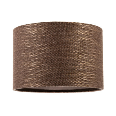 Designer Bobbled and Textured Linen Lamp Shade in Chocolate Brown