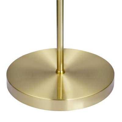 Designer Chic Floor Lamp with Brushed Gold Base and Midnight Blue Glass ...