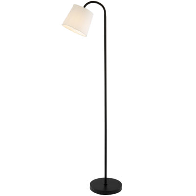 Designer Chic Standing Floor Lamp in Matte Black with White Cotton ...