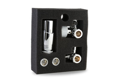 Designer Chrome Thermostatic Radiator Valve Twin Pack TRV Corner 15mm