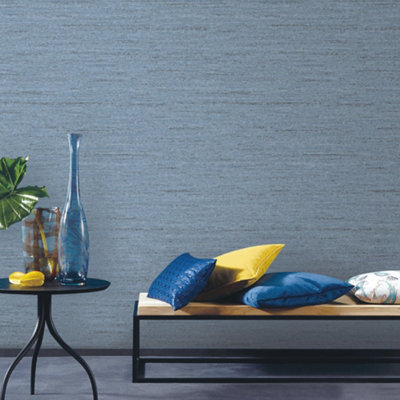 Designer Colours Blue Distressed Texture Wallpaper