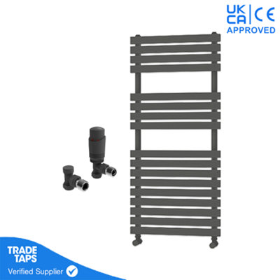 Designer Delta Anthracite Flat Panel Towel Radiator Heated Ladder Rail ...