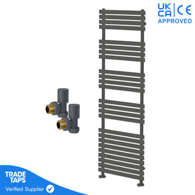 Designer Delta Anthracite Flat Panel Towel Radiator Heated Ladder Rail ...