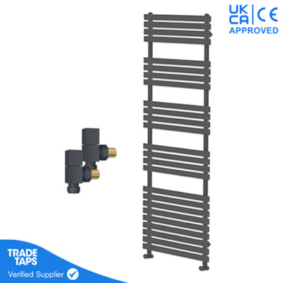 Designer Delta Anthracite Flat Panel Towel Radiator Heated Ladder Rail ...