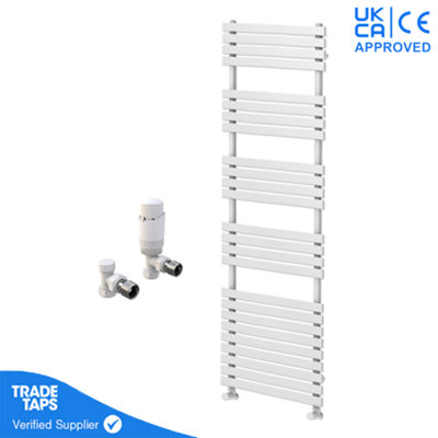 Designer Delta White Flat Panel Towel Radiator Heated Ladder Rail ...