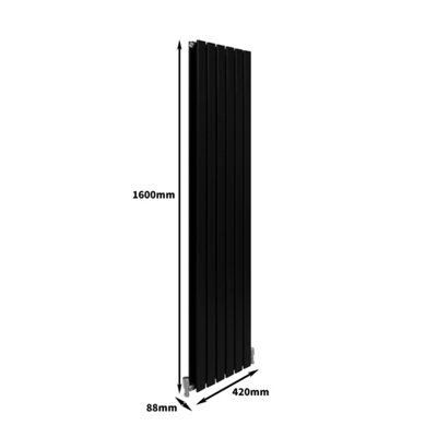 Designer Flat Radiator - 1600 x 420mm - Black