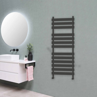 Designer Marvella Anthracite Flat Panel Towel Radiator Heated Ladder ...