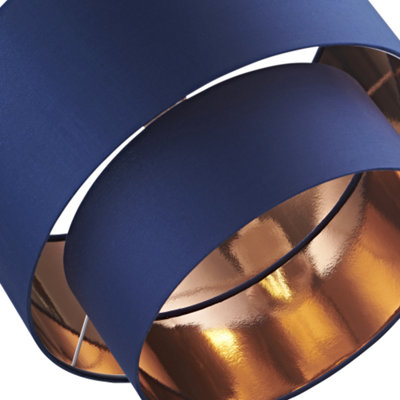 Designer Midnight Blue Cotton Double Tier Ceiling Shade with Shiny ...