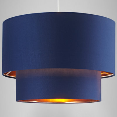 Designer Midnight Blue Cotton Double Tier Ceiling Shade with Shiny ...