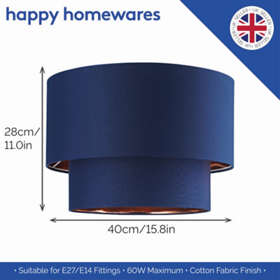 Designer Midnight Blue Cotton Double Tier Ceiling Shade with Shiny ...