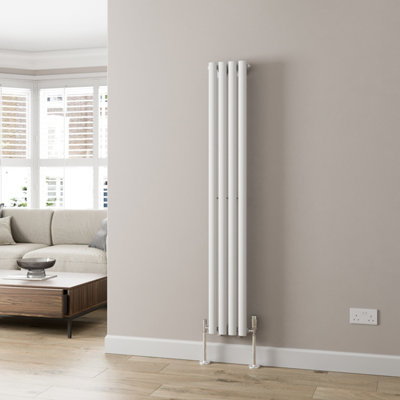 Designer Radiator Vertical White Oval Column Rads Single Panel 1600x240mm